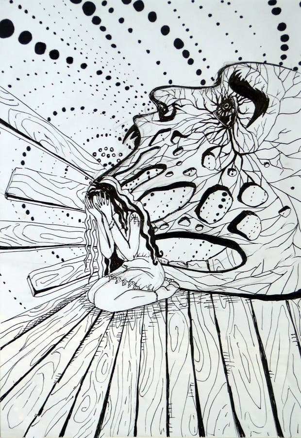 Black And White Abstract Illustration, Inner Demon Girls Stock ...