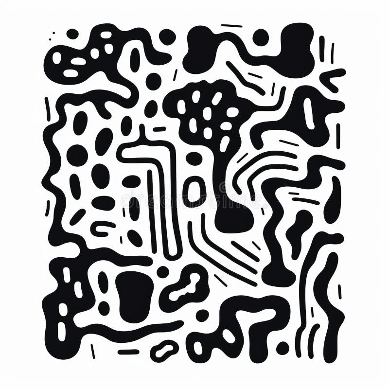 Playful Visual Puzzles: Abstracted Human Figures in Organic Black and ...