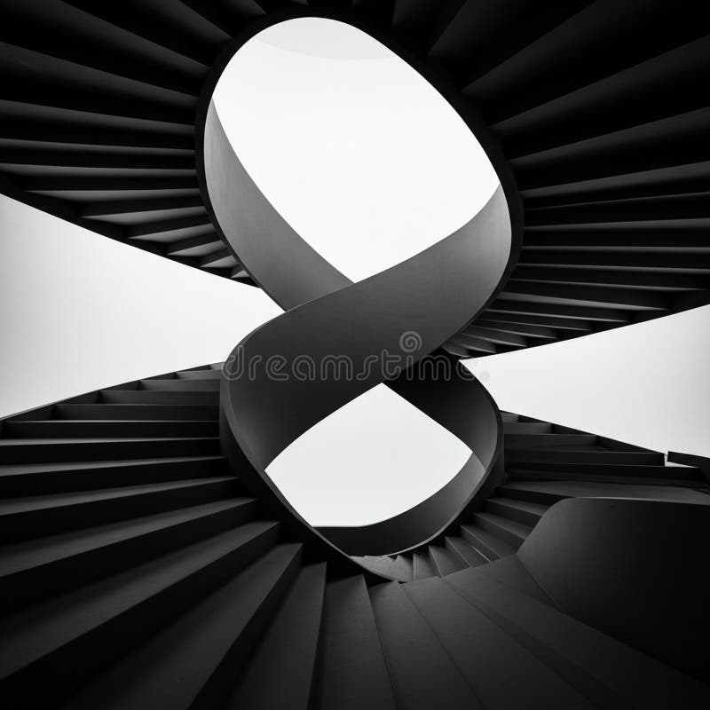 Black and White Abstract Image of a Twisted, Ribbon-like Structure ...
