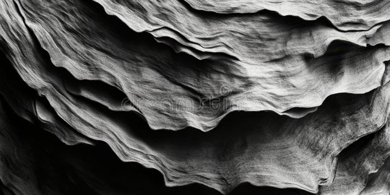 Black and White Abstract Layers of Folded Texture and Wave Patterns ...