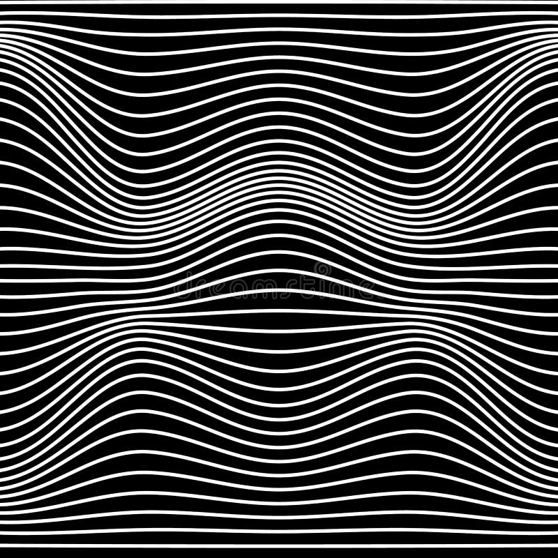 Black and White Abstract Line Wave Seamless Pattern. Texture with Wavy ...