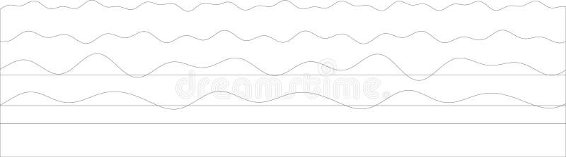 Black and White Abstract Line Waves with Varied Frequency Patterns ...