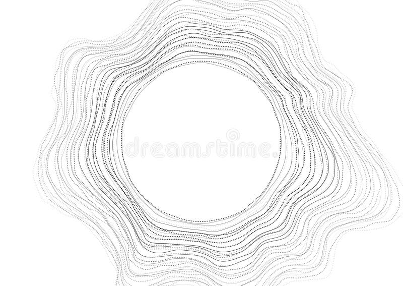 Black White Abstract Minimal Background with Circular Curved Wavy Lines ...