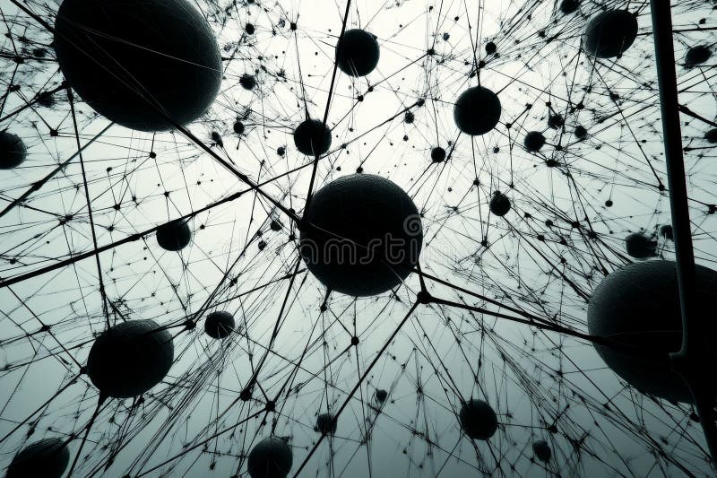 Black and White Abstract Neural Network Design on a White Background ...