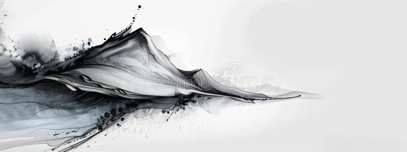 Black-and-white Abstract Painting Against a White Backdrop Design is ...