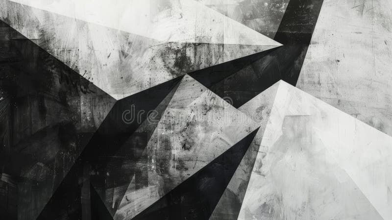 Black and White Abstract Painting with Geometric Shapes Stock ...