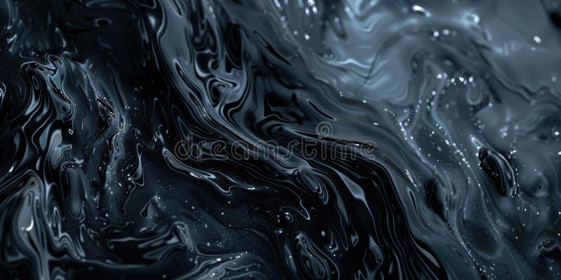 Black and White Abstract Painting with a Glossy, Liquid-like Texture ...