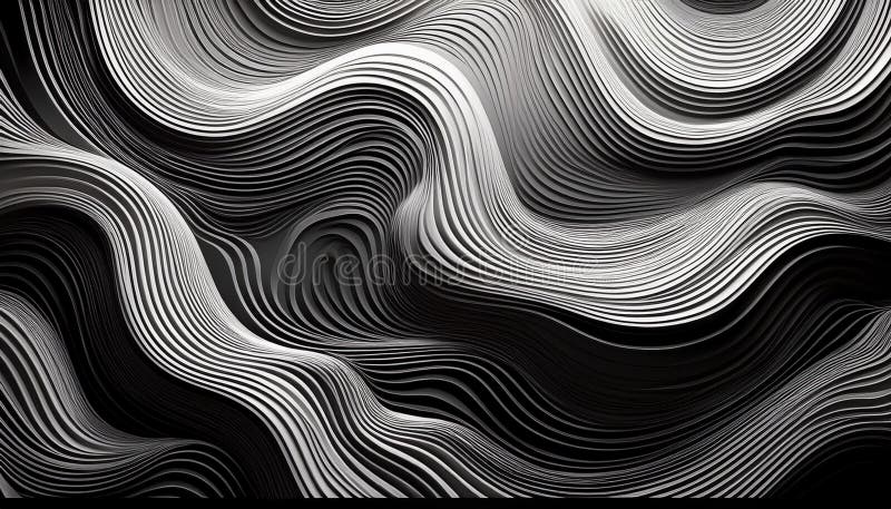 Black and White Abstract Pattern of Topographic Contour Lines Creating ...