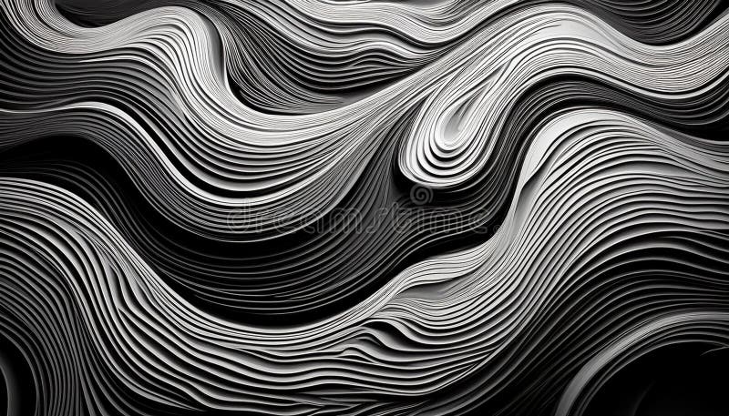 Black and White Abstract Pattern of Topographic Contour Lines Creating ...
