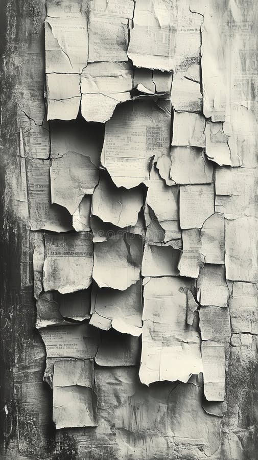 Black and White Abstract Peeling Paper Wall Texture Stock Photo - Image ...