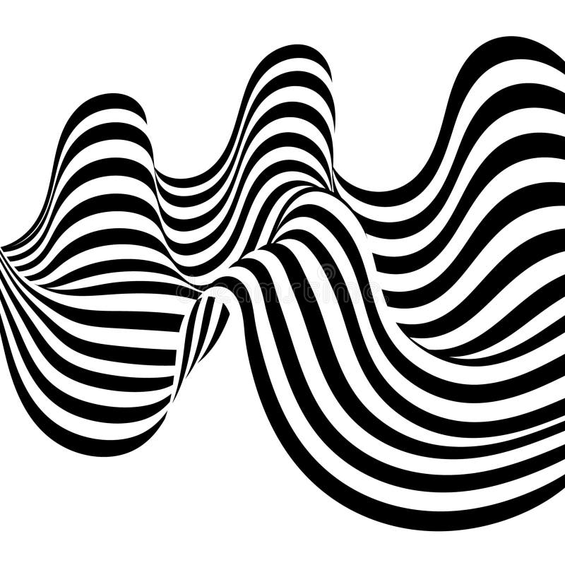 Black on White Abstract Perspective Line Stripes with 3d Dimensional ...