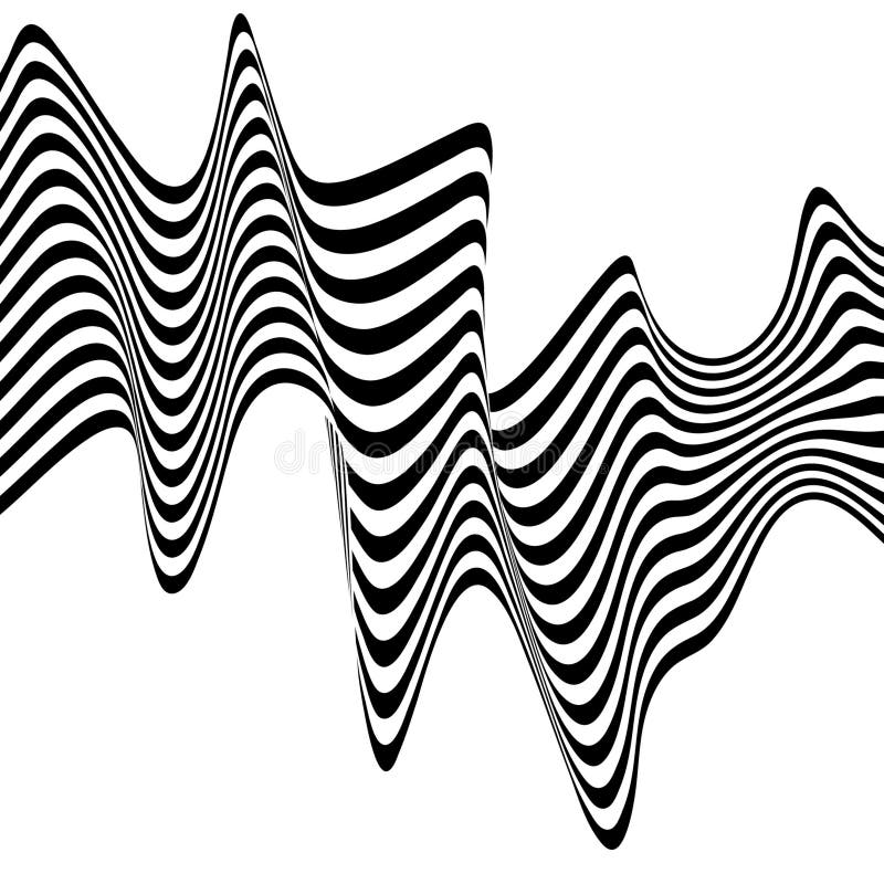 Black on White Abstract Perspective Line Wave Stripes with 3d ...