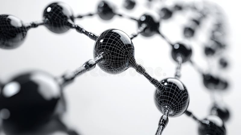 Black and White Abstract Representation of Molecular Structure with ...