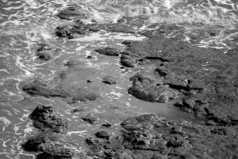 Black and White Abstract Sea Shore Long Exposure Stock Photo - Image of ...