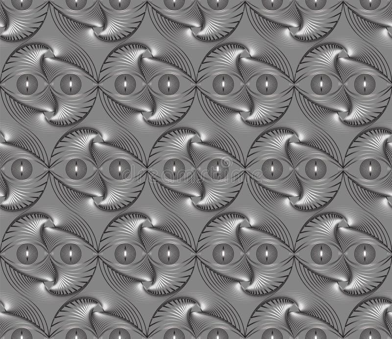 Black and White Abstract Seamless Pattern with Alien Eyes Stock Vector ...
