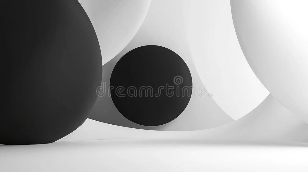 Black and White Abstract Shapes with Soft Shadows Creating a Clean ...