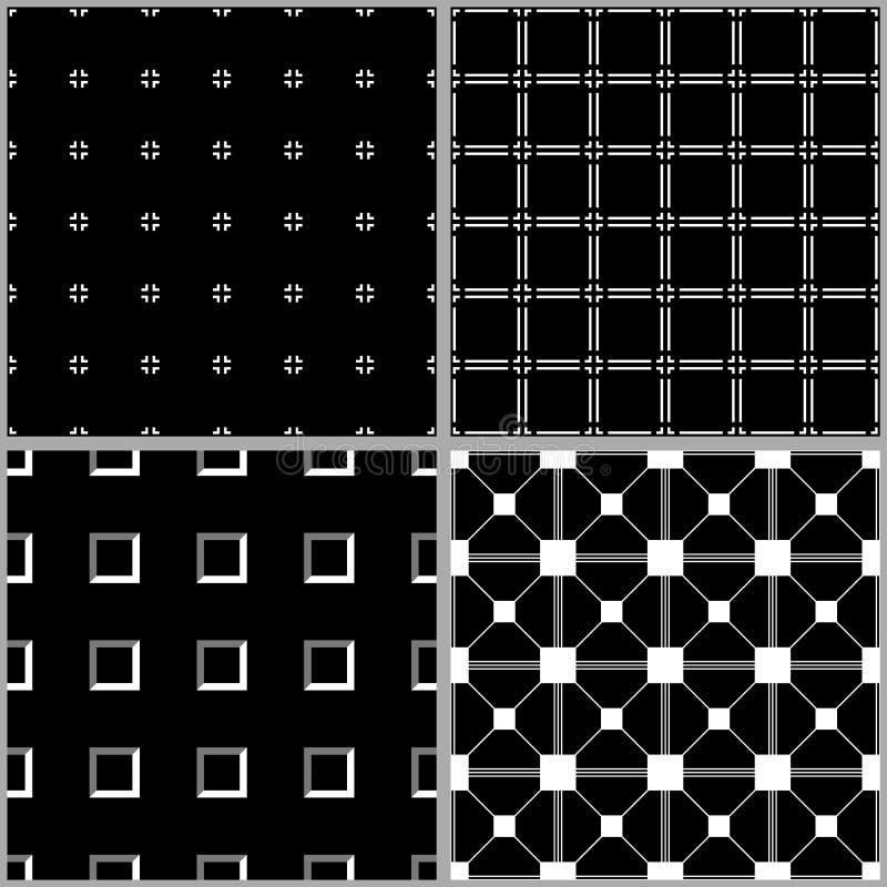 Black and White Abstract Simple Checker Striped Geometric Seamless ...