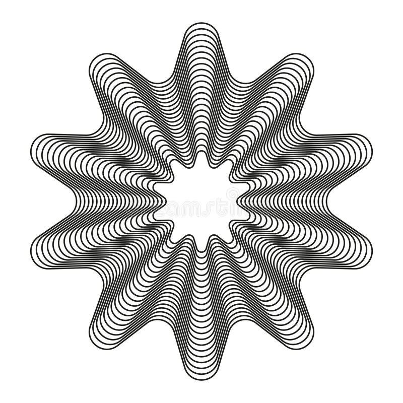 A Black and White Abstract Star Made of Concentric Lines, Creating the ...