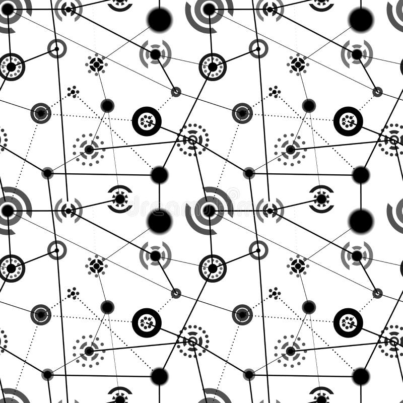 Black and White Abstract Technology Signs Pattern Stock Illustration ...