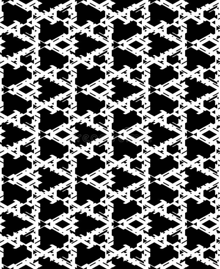 Black and White Abstract Textured Geometric Seamless Pattern. Symmetric ...