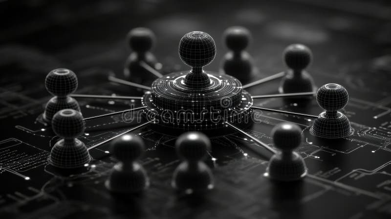 Black and White Abstract Visualization of a Network, Featuring ...