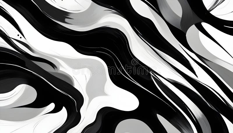 Black and White Abstract Wallpaper Design Featuring Monochrome Fluidity ...
