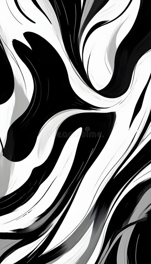 Black and White Abstract Wallpaper Design Featuring Monochrome Fluidity ...