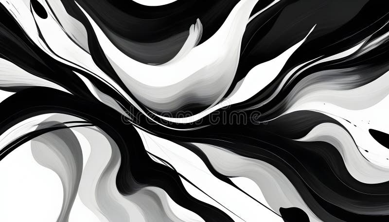 Black and White Abstract Wallpaper Design Featuring Monochrome Fluidity ...