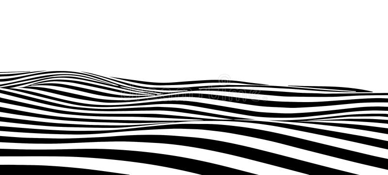 Black and White Abstract Wave with Distortion Effect. Optical Illusion ...