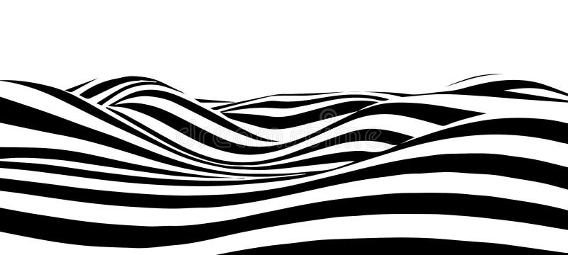 Black and White Abstract Wave with Distortion Effect. Optical Illusion ...