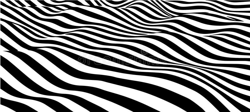 Black and White Abstract Wave with Distortion Effect. Optical Illusion ...