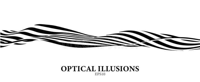 Black and White Abstract Wave with Distortion Effect. Optical Illusion ...