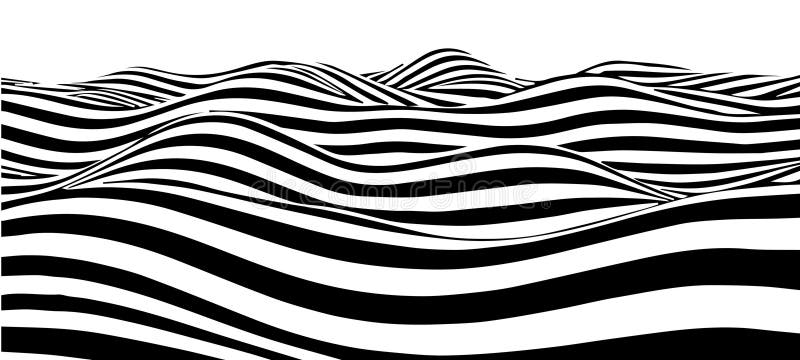 Black and White Abstract Wave with Distortion Effect. Optical Illusion ...