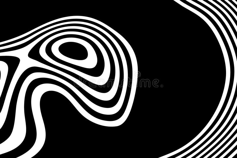 Black and White Abstract Wave with Distortion Effect. Optical Illusion ...