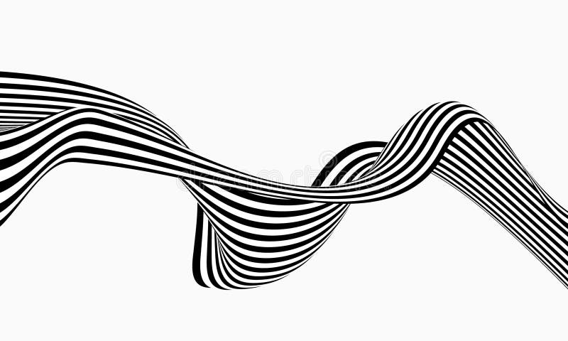 Black and White Abstract Wave Flow. Abstract Geometric Background with ...