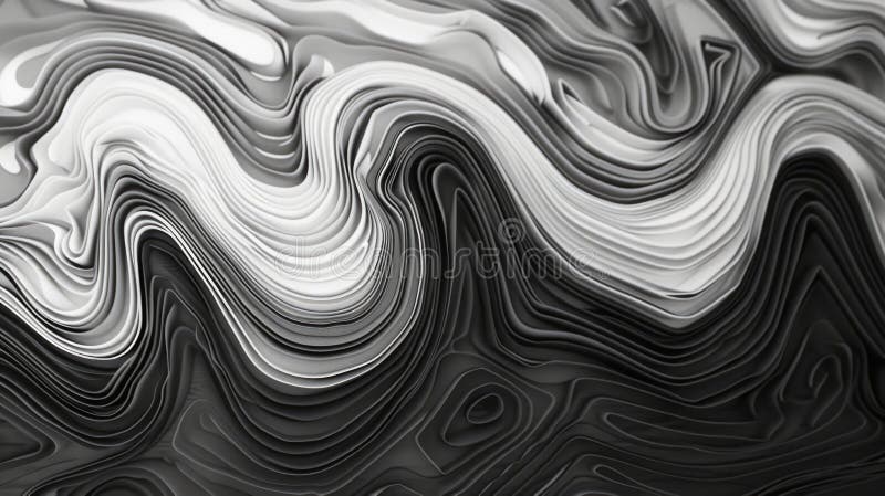 Black and White Abstract Wave Pattern Stock Illustration - Illustration ...