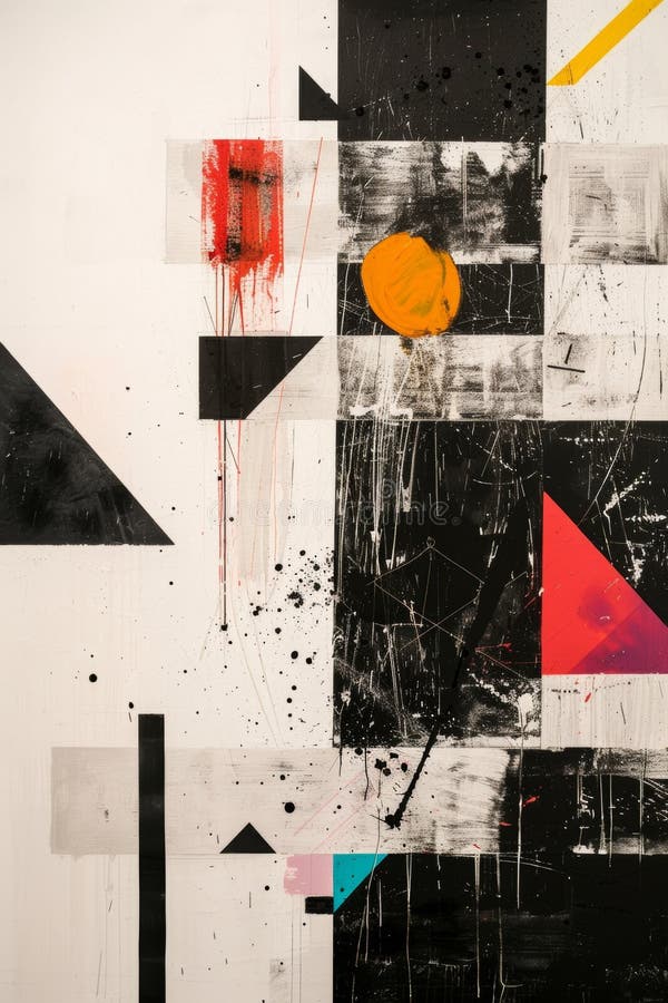 Black and White Abstraction with Sharp Lines and Geometric Shapes ...