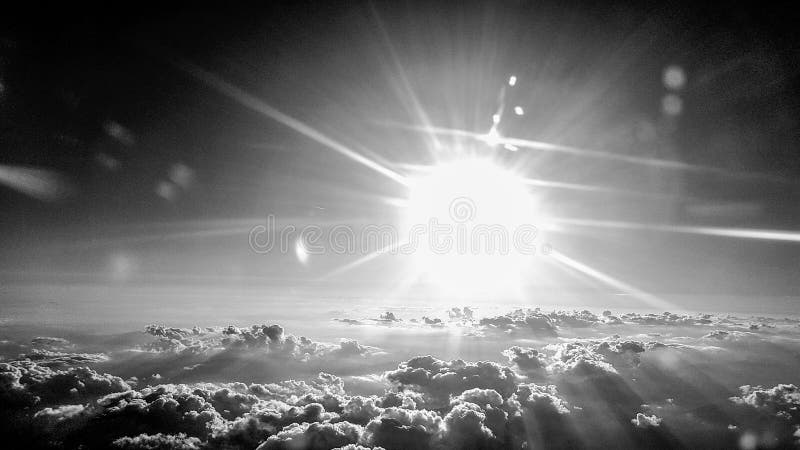 Dramatic Sun Rays through Clouds in Monochrome. Stock Photo - Image of ...