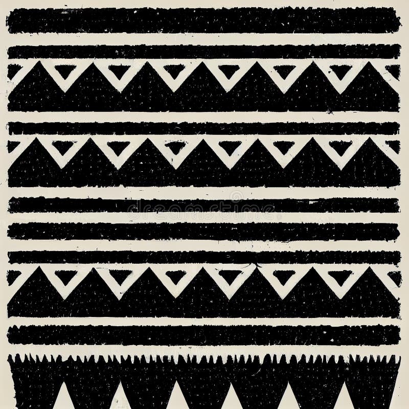 Black and White African Seamless Pattern Stock Illustration ...