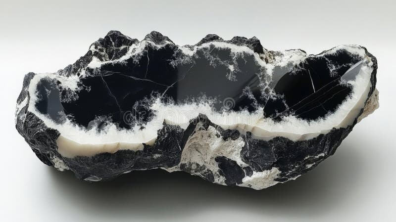 Black and White Agate Geode with Crystalline Interior Stock ...