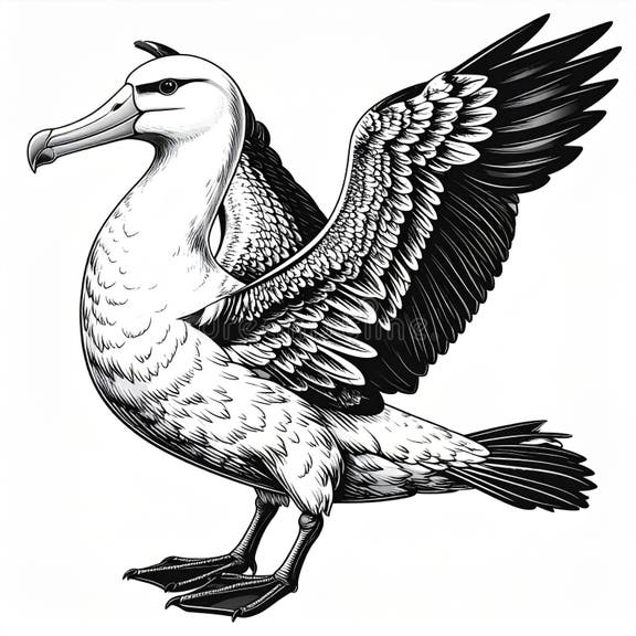 Black and White Albatross Illustration Stock Illustration ...