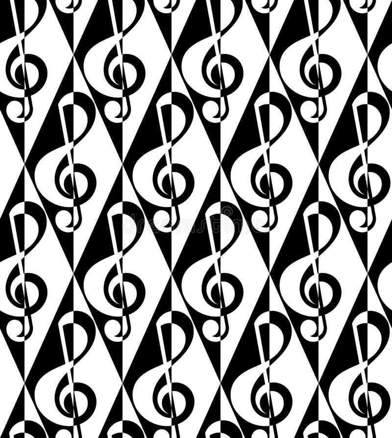 Black and White Alternating G Clef Half and Half on Diamonds Stock ...