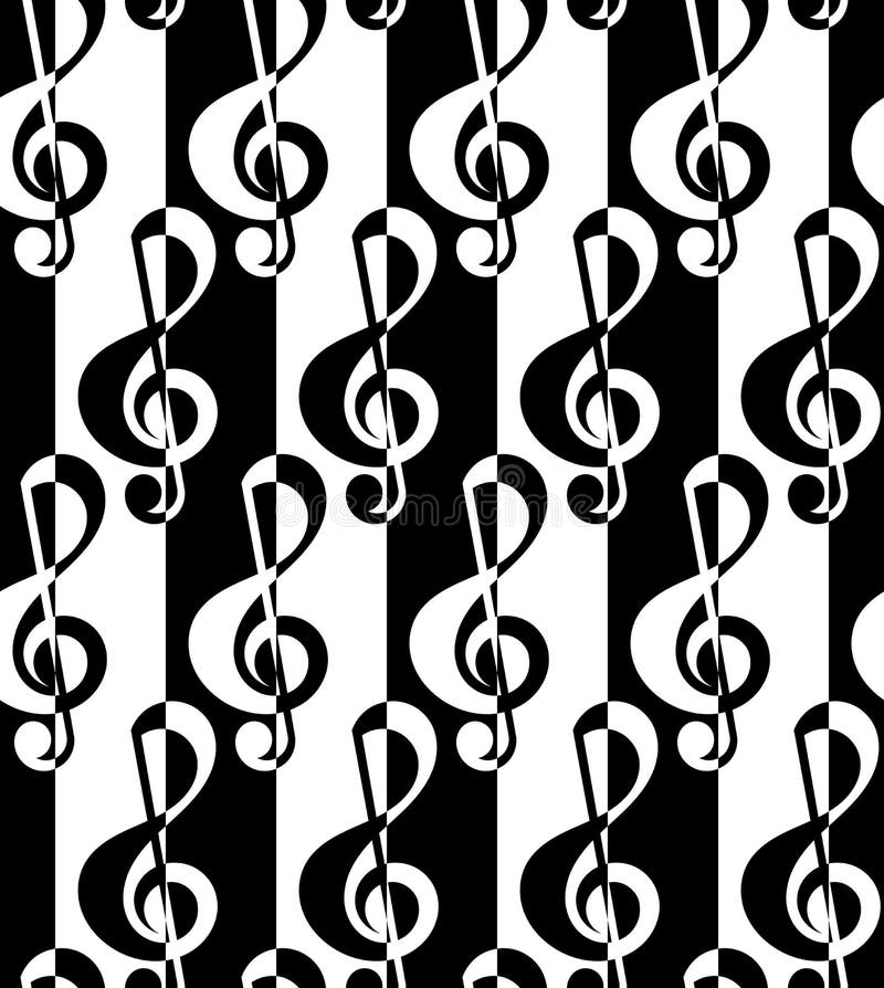 Black and White Alternating G Clef and Music Notes Stock Vector ...
