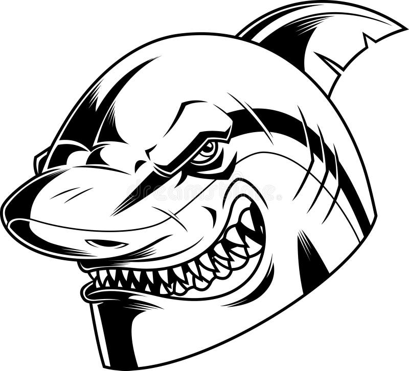 Black and White Angry Shark Mascot with Sharp Teeth Stock Vector ...