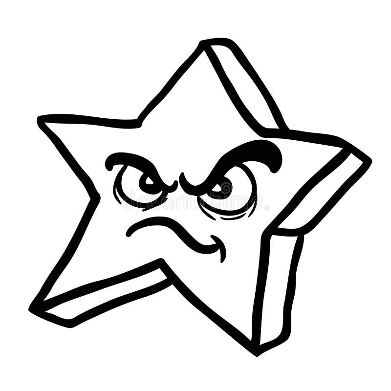 Black and white angry star stock illustration. Illustration of drawing ...