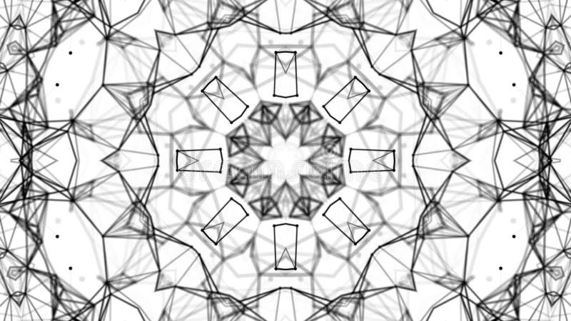 Black and White Animated Pattern. Abstract Moving Kaleidoscope. 3d ...