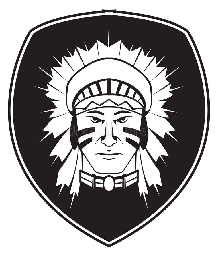 Black and White Apache Head Symbol Illustration Stock Vector ...