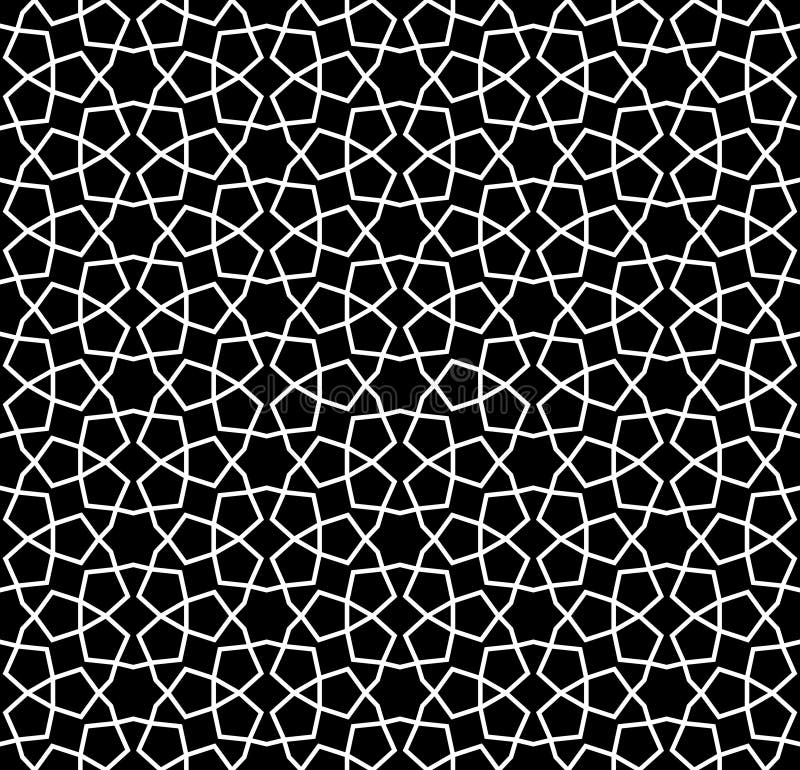 Black and White Arabic Geometric Seamless Pattern, Vector. Stock Vector ...