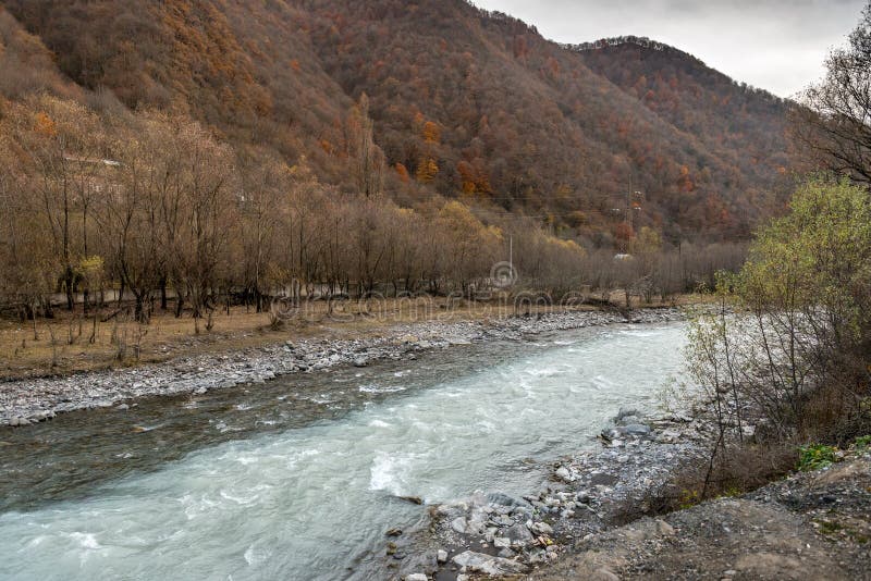 Confluence of Black and White Aragvi Rivers, Caucasus Mountains ...