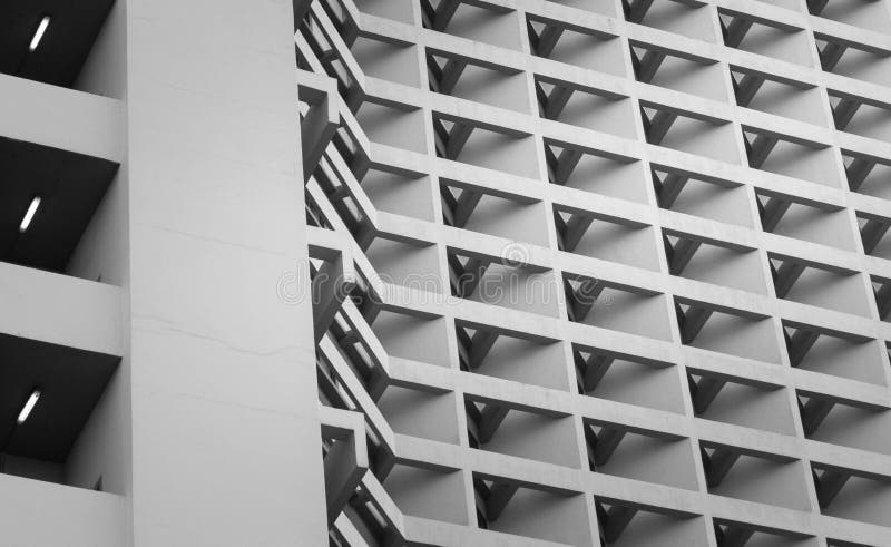 Black and White Architecture Building Line and Light of Square Block ...